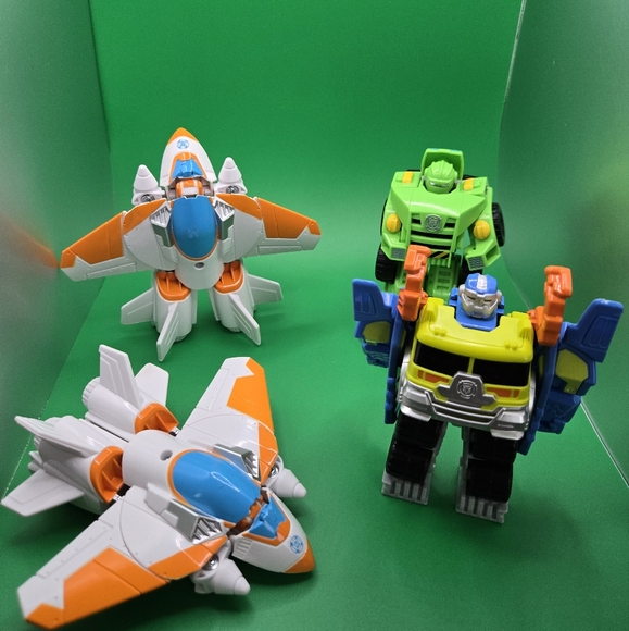 Toys | Transforming Robot And Jet Toy Set Green Blue Orange ...